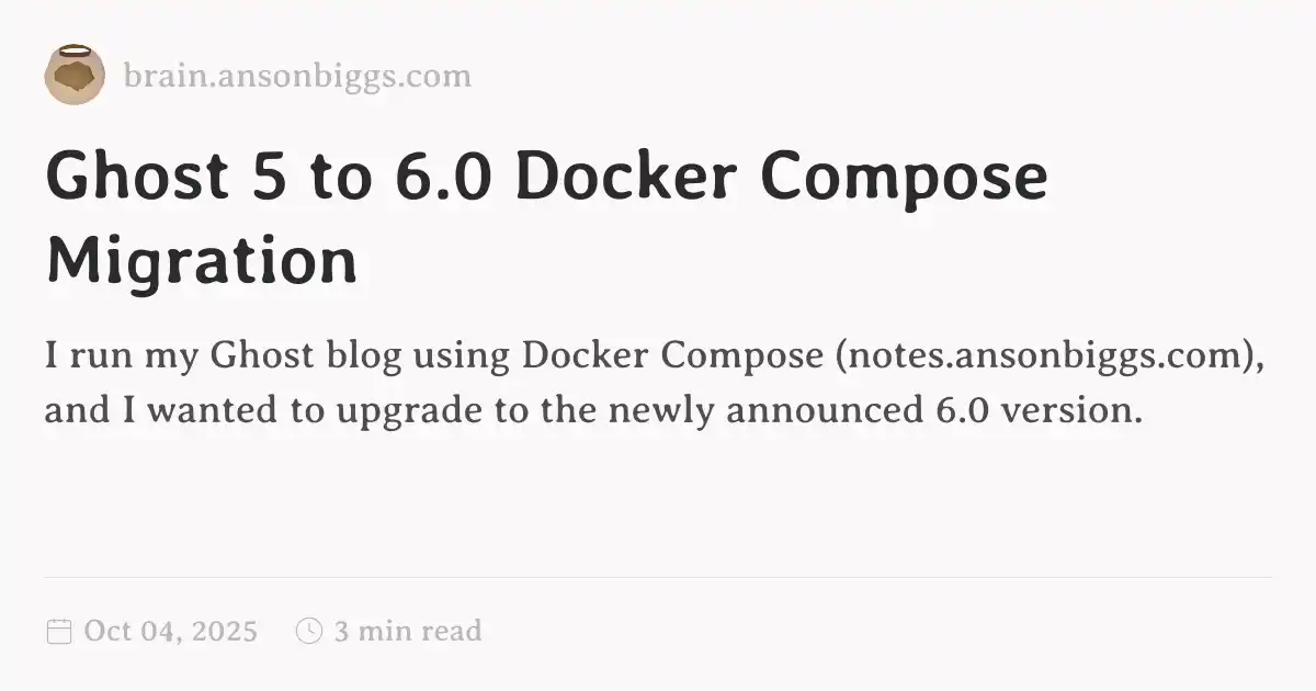 Ghost 5 to 6.0 Docker Compose Migration